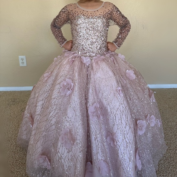 Dresses | Rose Gold Mini Quince Dress Long Sleeve | Poshmark
